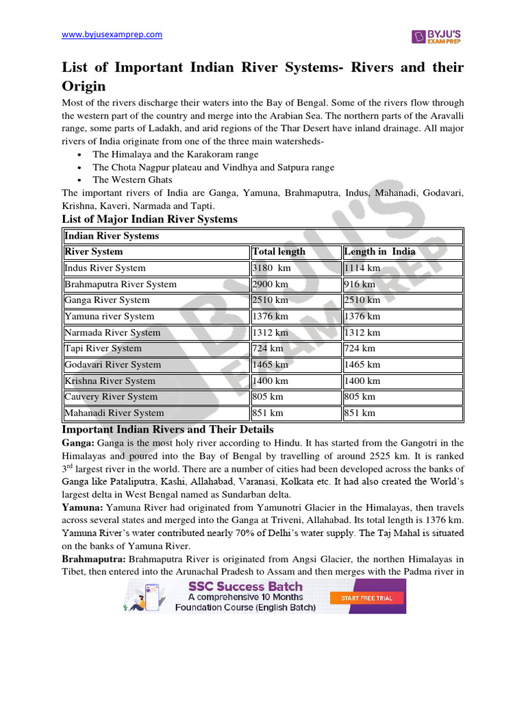 Indian Rivers | PDF | Earth Sciences | Environmental Engineering