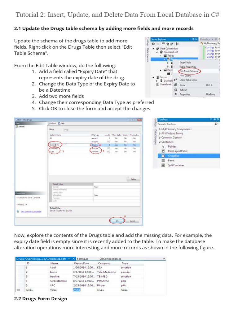 C - Sharp - Connecting - 2 - Insert, Update, and Delete Data From Local Database | PDF ...