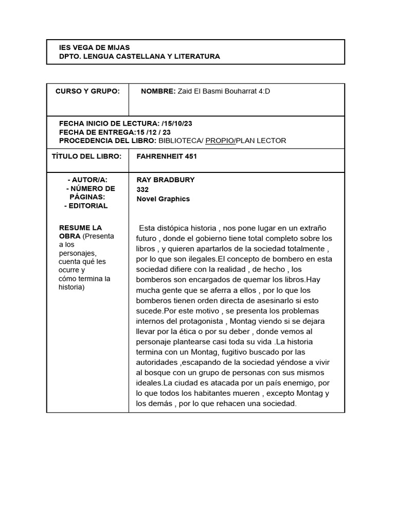 FICHA PLAN LECTOR(2) | PDF