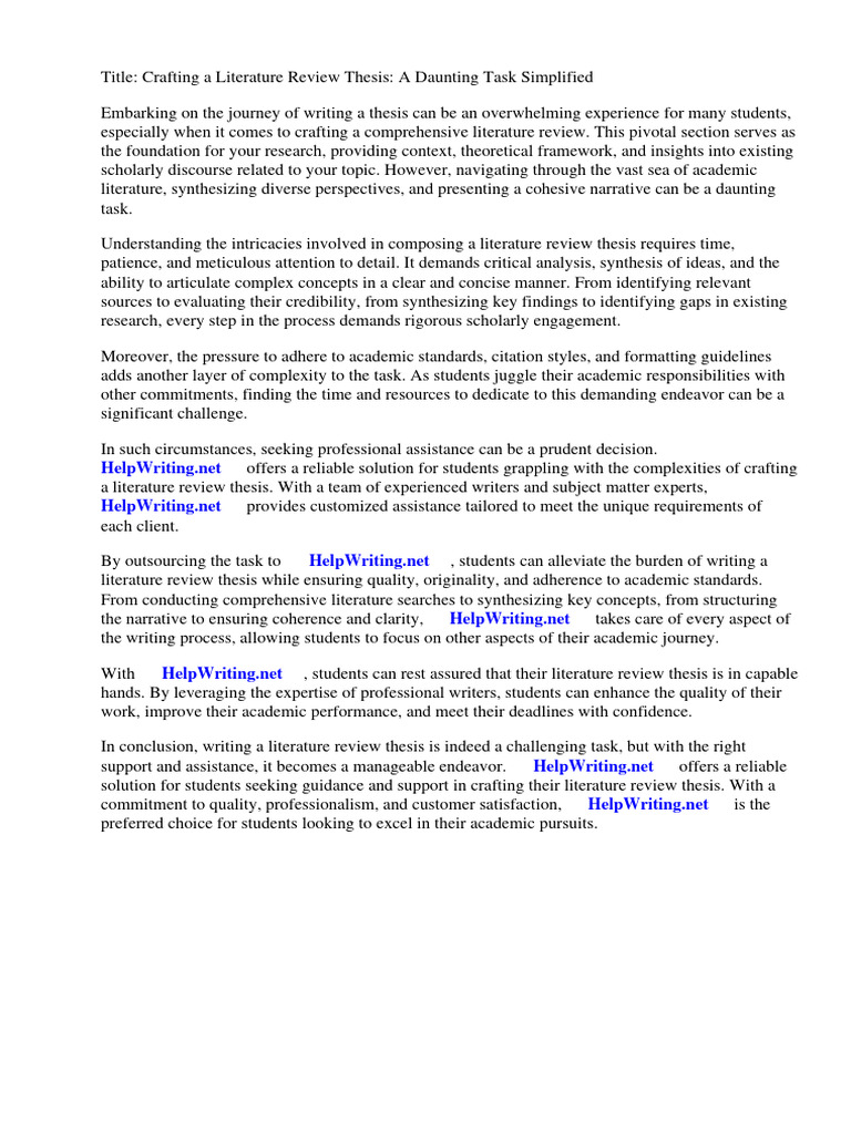 Literature Review Thesis Sample | PDF | Thesis | Literature Review