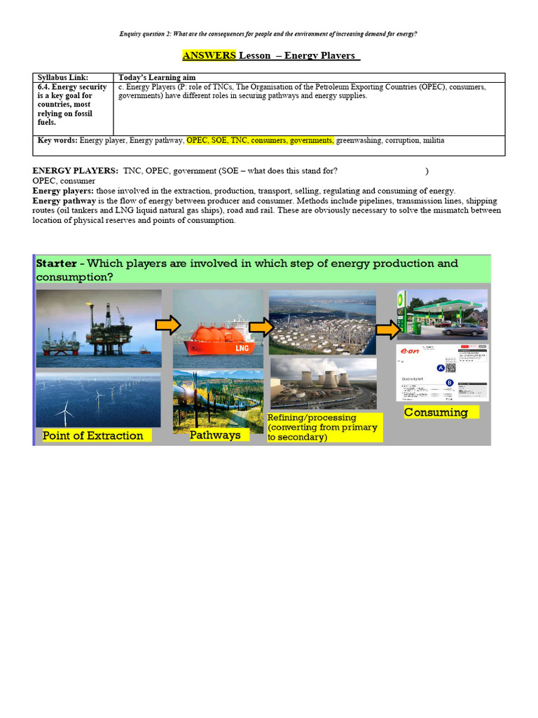 L6 work sheet ANSWERS | PDF | Opec | Petroleum