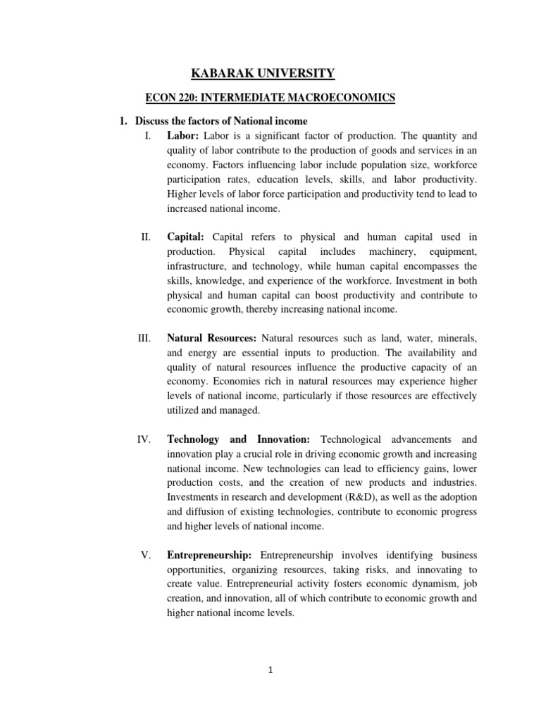 Econ 220 Assignment One Pdf Economic Growth Economics