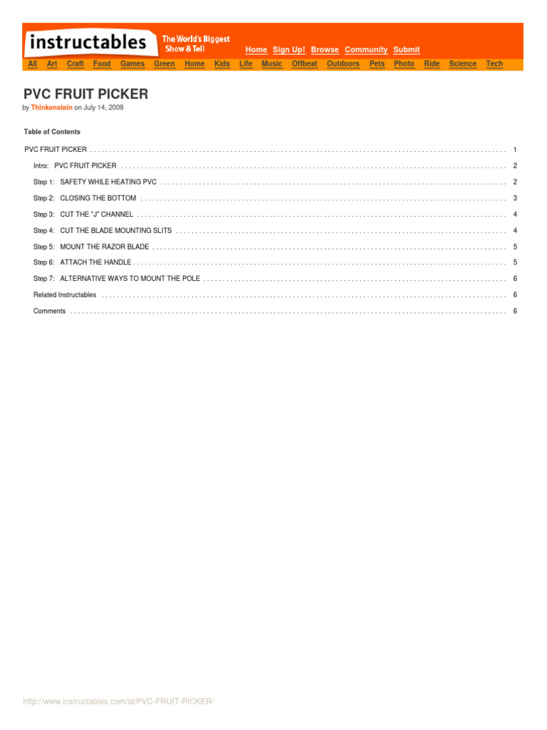 PVC Fruit Picker | PDF | Blade | Polyvinyl Chloride