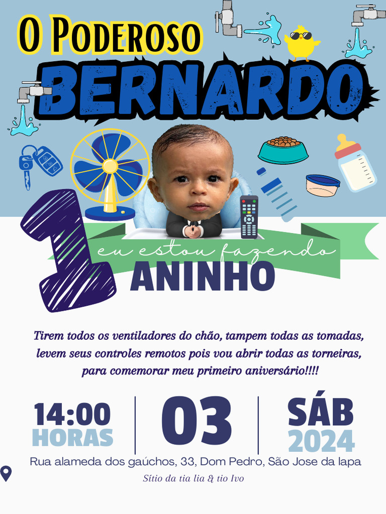 convite aniversário do Bernardo | PDF