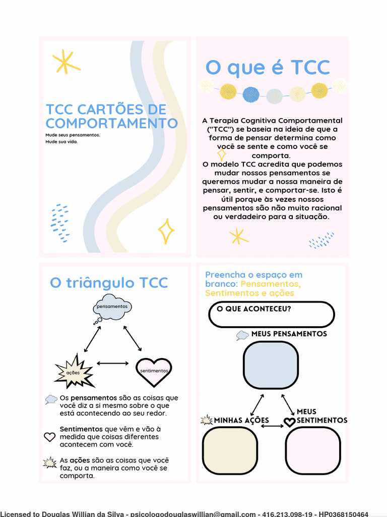 Kit TCC 1 Cartões para Impressão | PDF | Pensamento | Ansiedade
