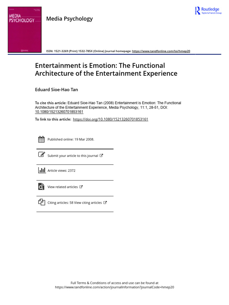 Entertainment Is Emotion The Functional Architecture of The ...
