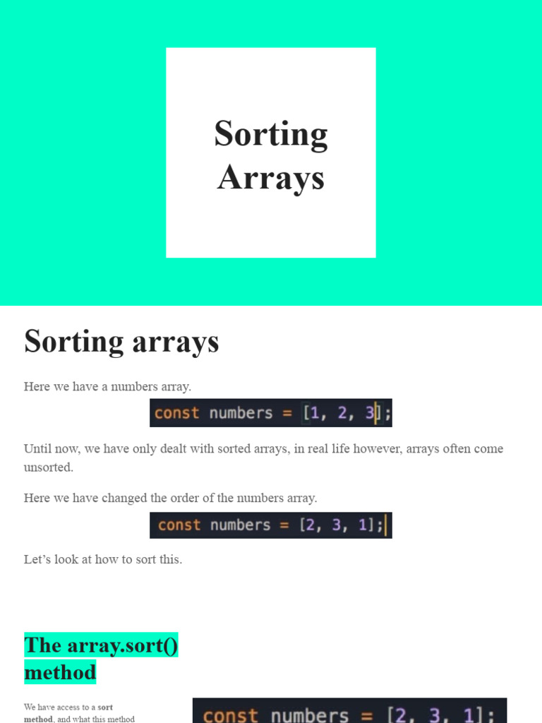 11 Sorting Arrays Pdf Ascii Letter Case