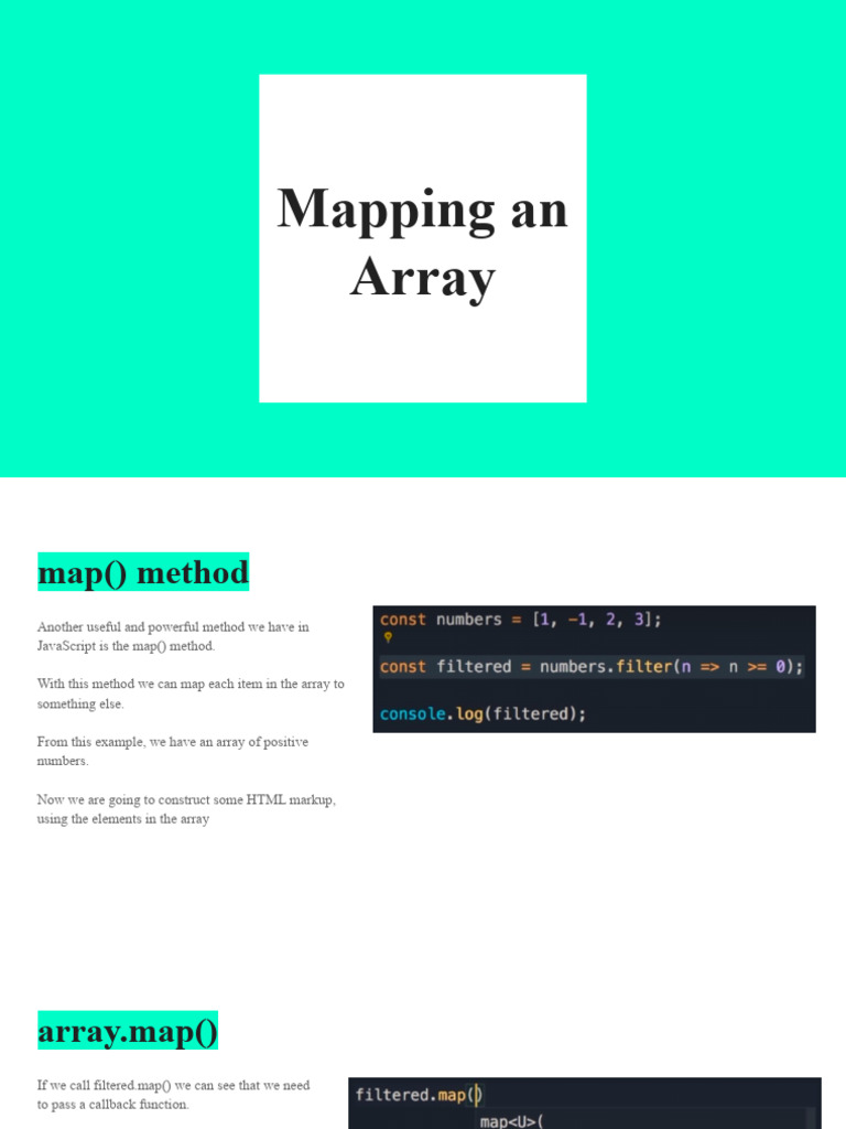 14. Mapping an Array | PDF | Java Script | Anonymous Function 14. Mapping an Array | PDF | Java Script | Anonymous Function