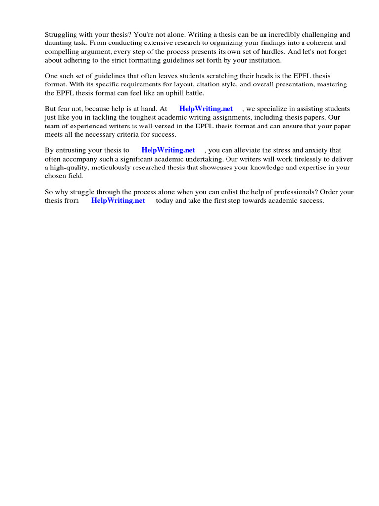 Epfl Thesis Format | PDF | Thesis | Doctor Of Philosophy