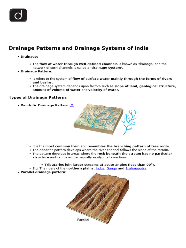 DRAINAGE PATTERNS AND DRAINAGE SYSTEMS OF INDIA | PDF | Drainage Basin ...