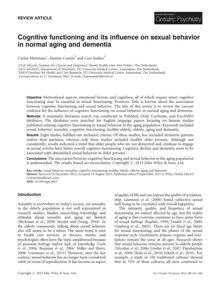 Cognitive Functioning And Its Influence On Sexual Behavior In Normal 0529