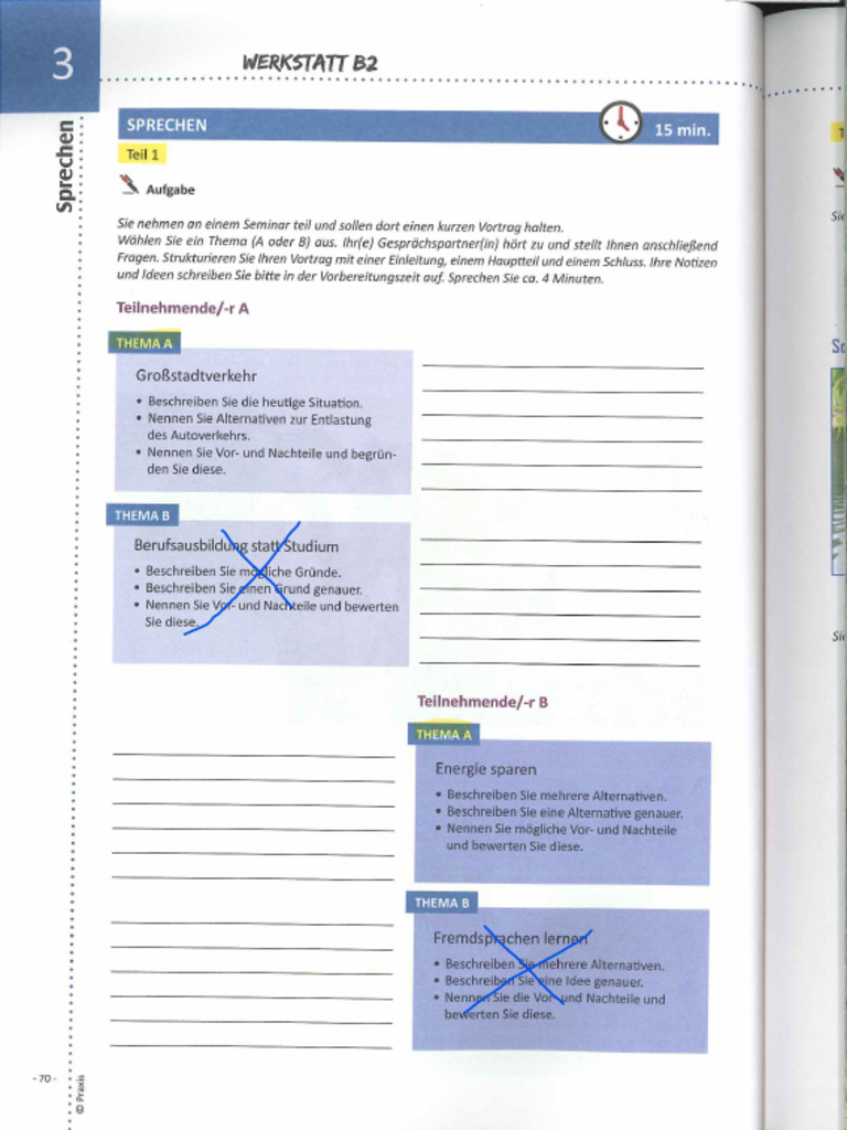 Werkstatt B2, KB, Test 3, Sprechen | PDF