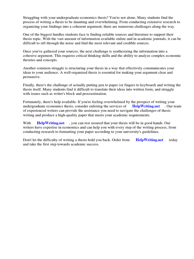 Thesis Undergraduate Economics | PDF | Economics | Economic Growth