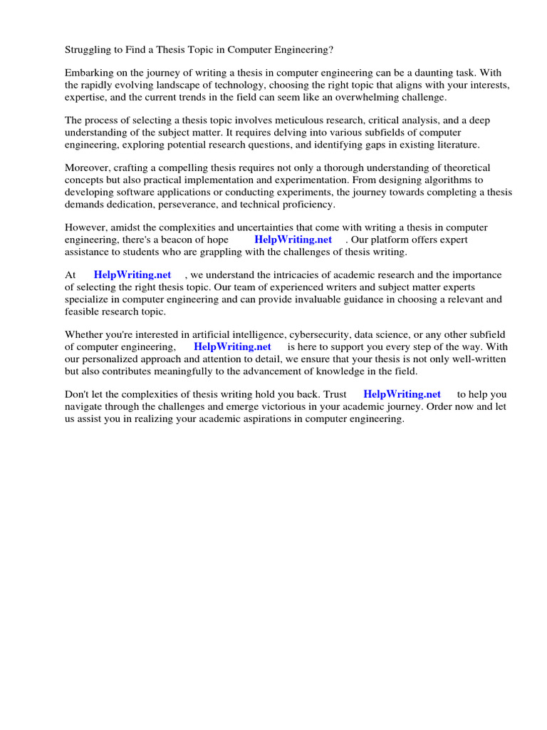 Thesis Topics Computer Engineering | PDF | Thesis | Engineering