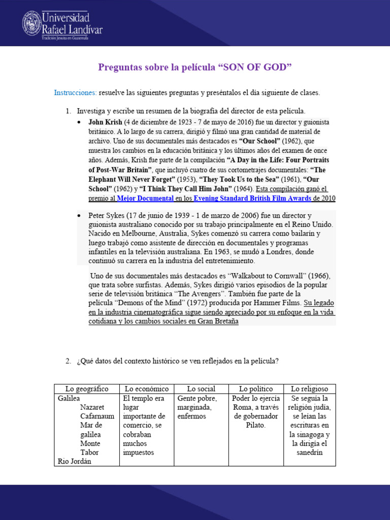 19.preguntas Sobre La Película - SON OF GOD | PDF | Jesús