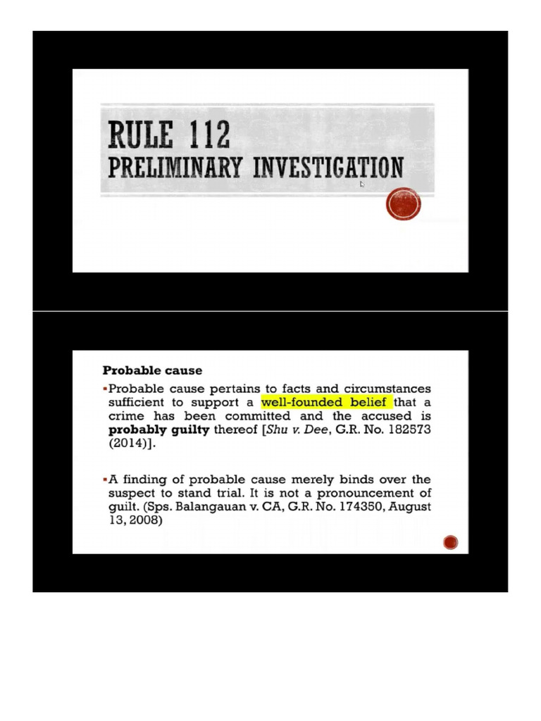 Rule 112 Preliminary Investigations Slides Crim Pro | PDF