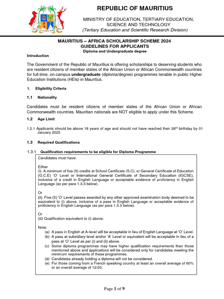 Guidelines for Applicants Diploma 2024 | PDF | Cost Of Living | Travel Visa