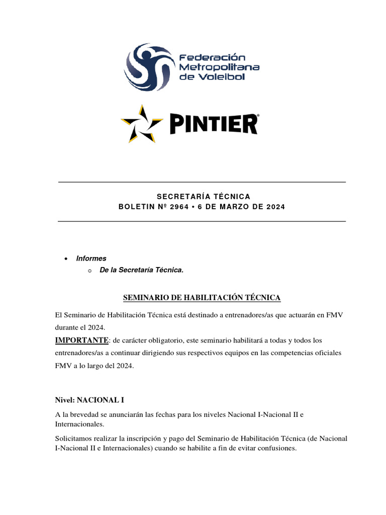 Secretaría Técnica Boletin #2964 - 6 de M Arzo de 2024 | PDF ...