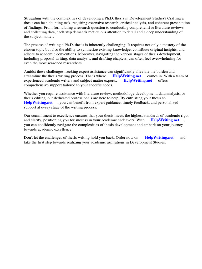 PhD Thesis Help in Development Studies | PDF | Methodology | Thesis
