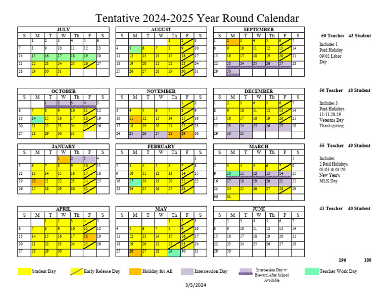 Challenger 2024-2025 Year-Round Calendar | PDF | Traditions | November ...