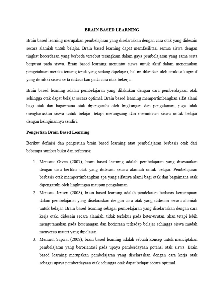 Model Pembelajaran Brain Based Learning | PDF