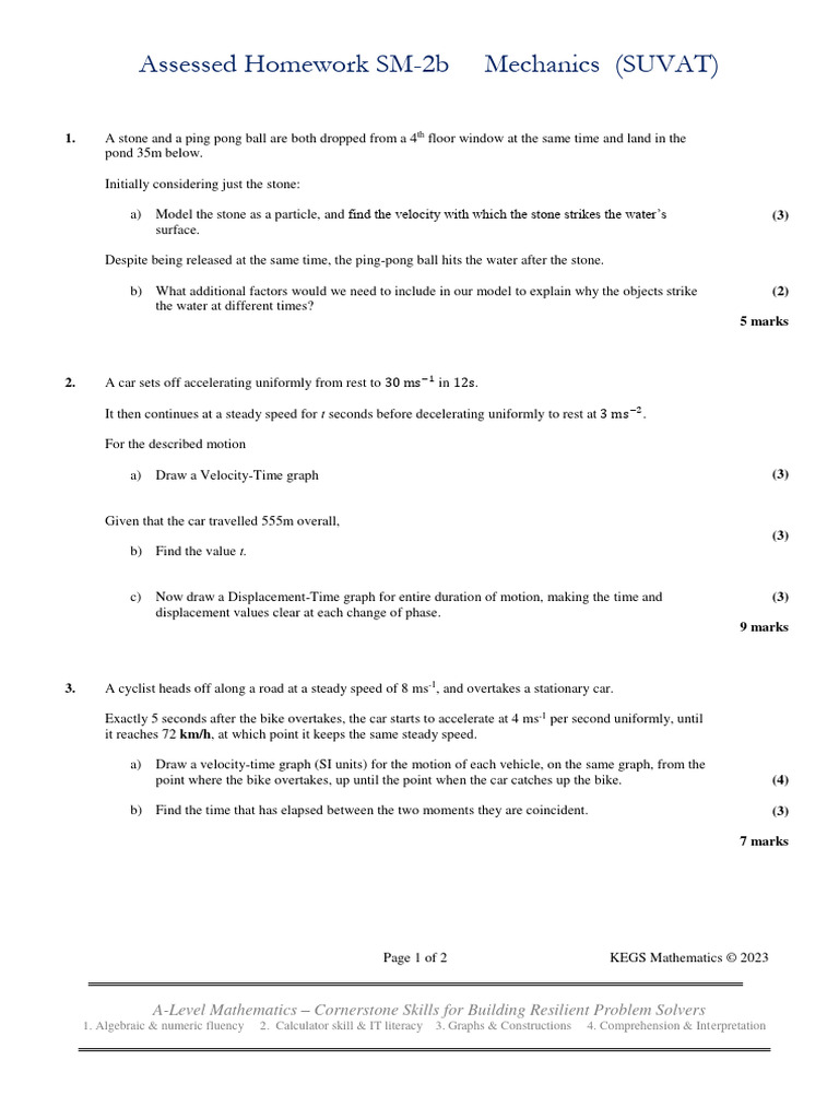 Mechanics Exam Questions | Download Free PDF | Acceleration | Physical ...