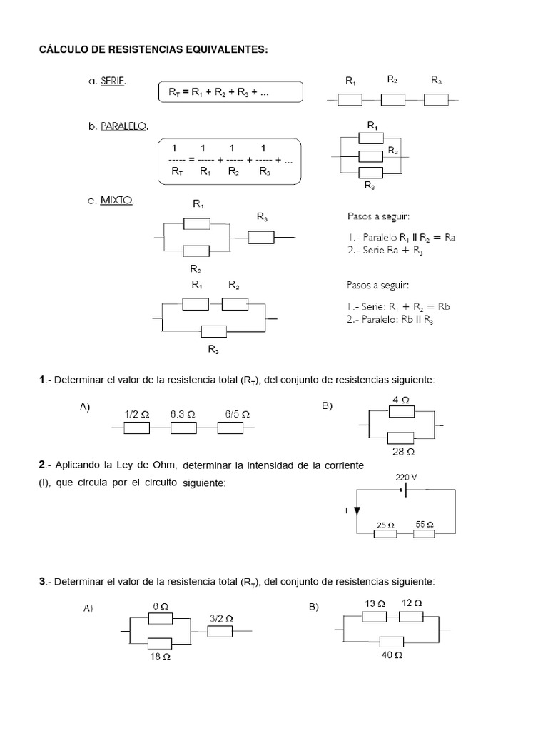 Actividades Electricidad 3eso Serie Paralelo | PDF
