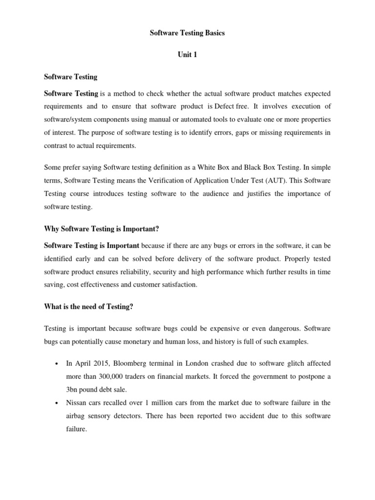 Software Testing Basic Notes | PDF | Software Testing | Software ... Software Testing Basic Notes | PDF | Software Testing | Software ...