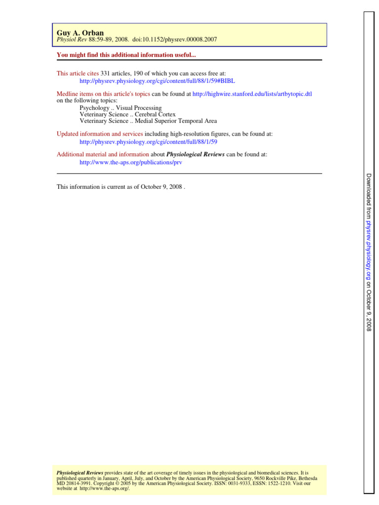 Orban 2008 | PDF | Visual Cortex | Cerebral Cortex