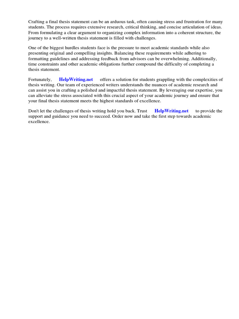Final Thesis Statement Example | PDF | Essays | Thesis