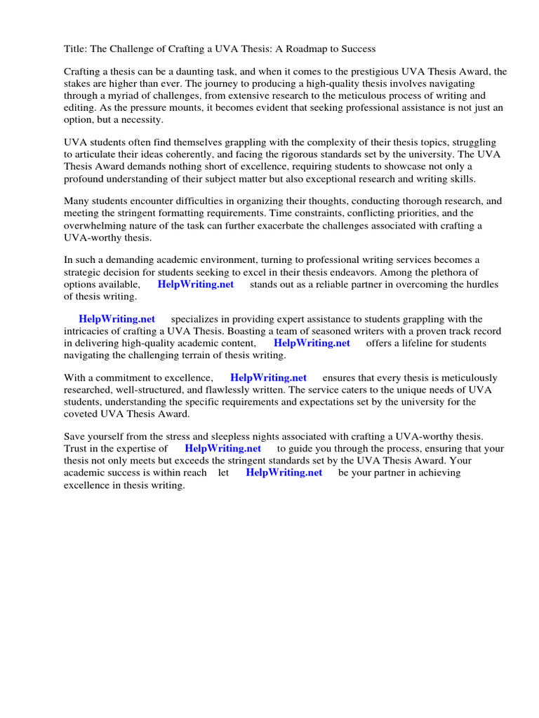 Uva Thesis Award | PDF | Thesis | Doctor Of Philosophy