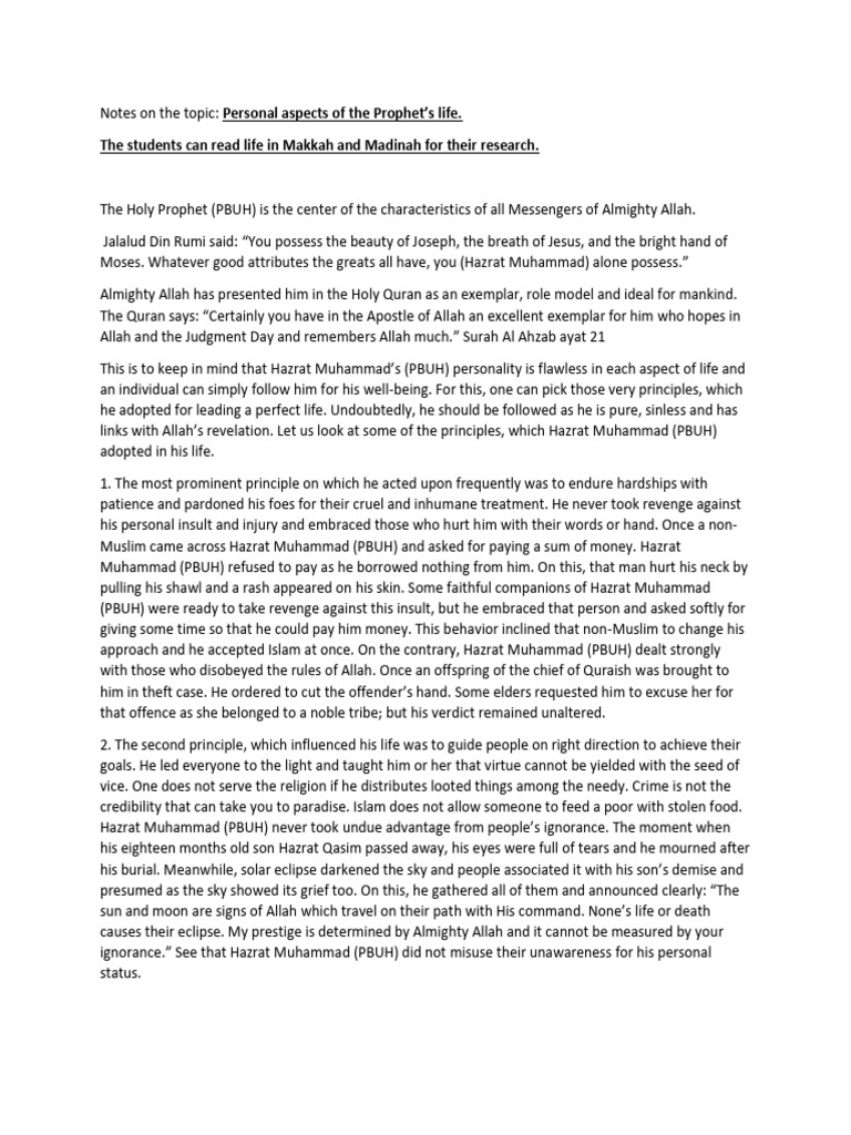 Prophetic Principles for Students | PDF | Muhammad | Prophets And ...