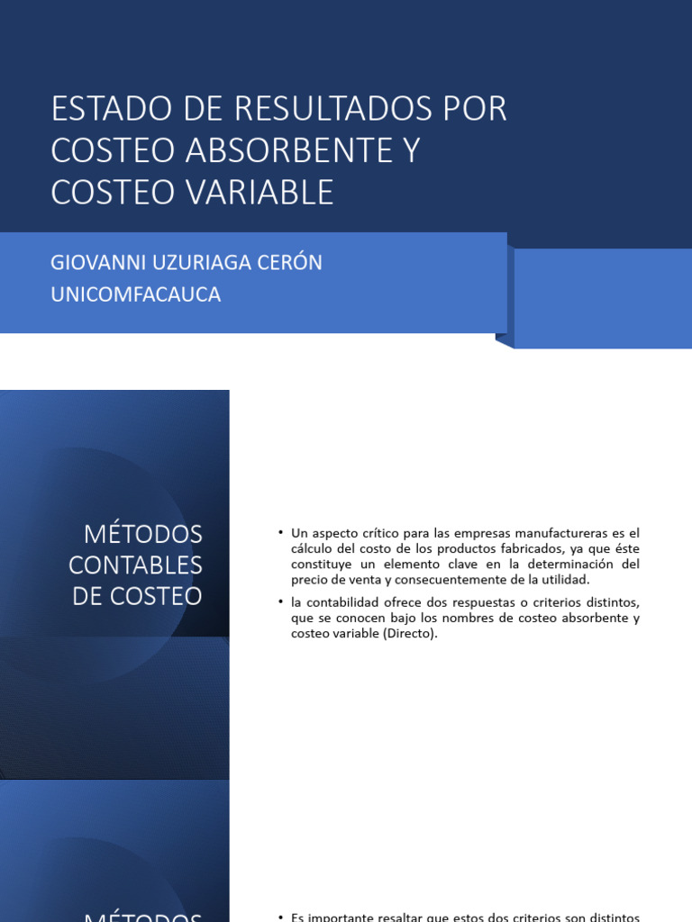 Costeo Absorbente y Variable | PDF | Costo | Contabilidad