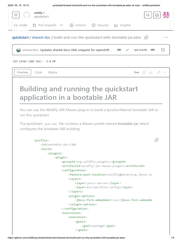 Quickstart - Shared-Doc - Build-And-Run-The-Quickstart-With-Bootable-Jar - Adoc at Main Wildfly ...