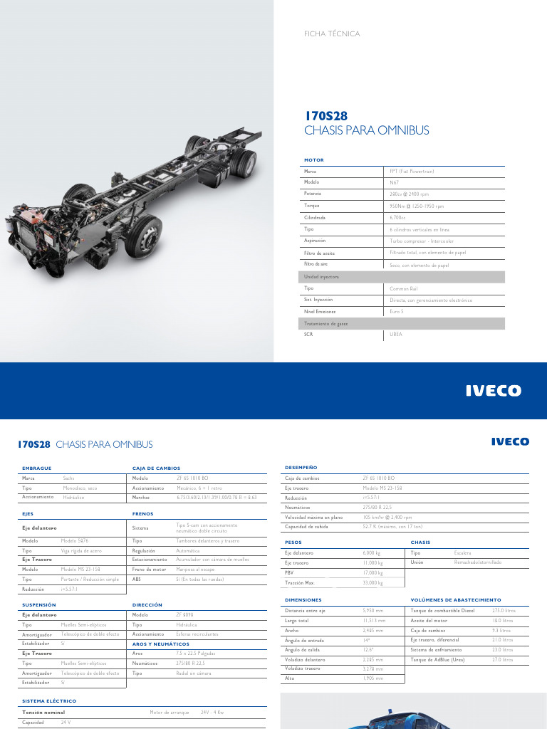 Ficha Técnica IVECO 170S28 | PDF | Eje | Industria automotriz