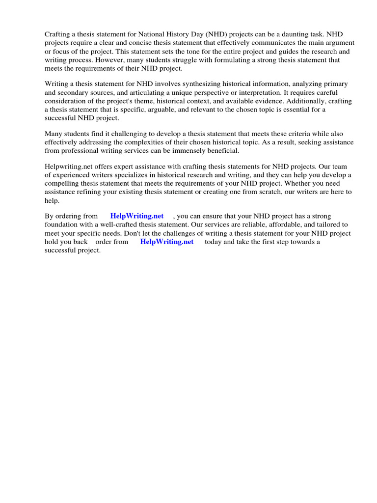 How To Make A Thesis Statement For NHD | PDF | Essays | Thesis