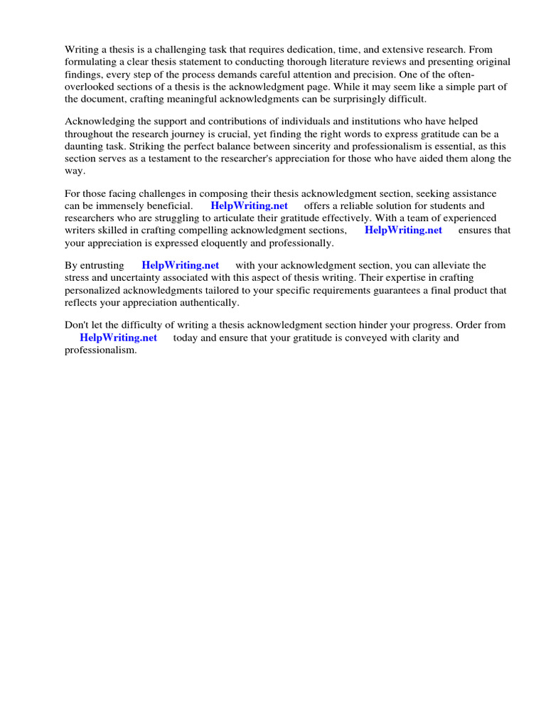Thesis Acknowledgement Sample Uk | Download Free PDF | Thesis | Doctor ...
