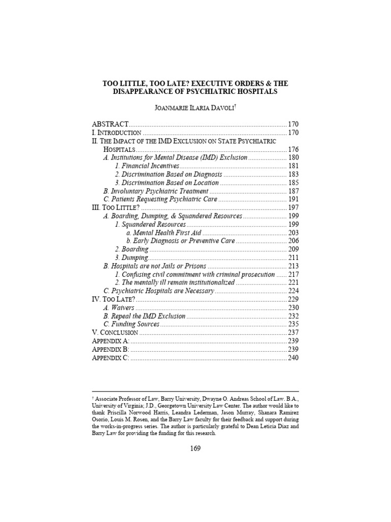 Davoli TOO LITTLE, TOO LATE? EXECUTIVE ORDERS & THE DISAPPEARANCE OF ...