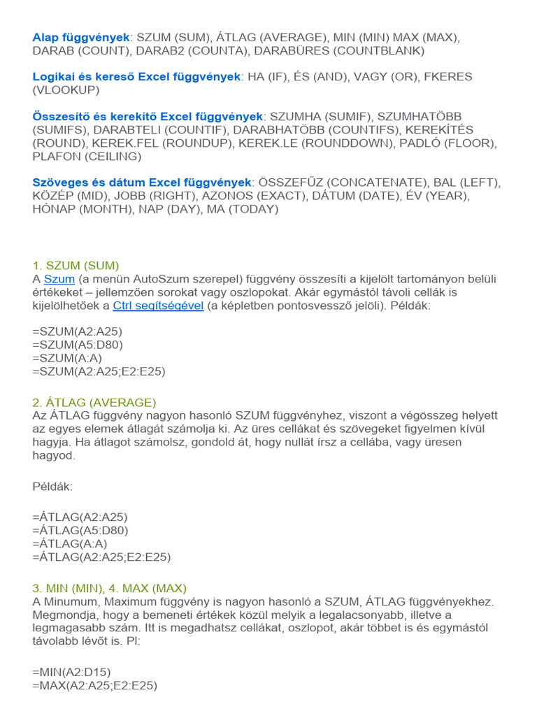 Alap Függvények | PDF