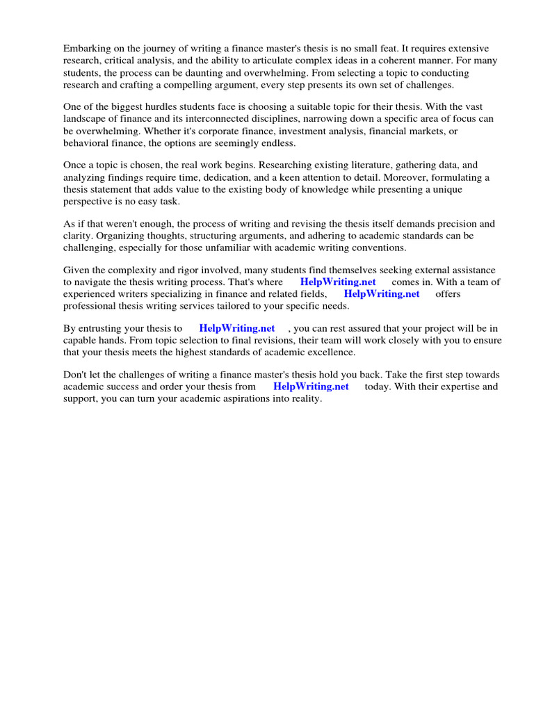 Finance Master Thesis Ideas | Download Free PDF | Thesis | Accounting