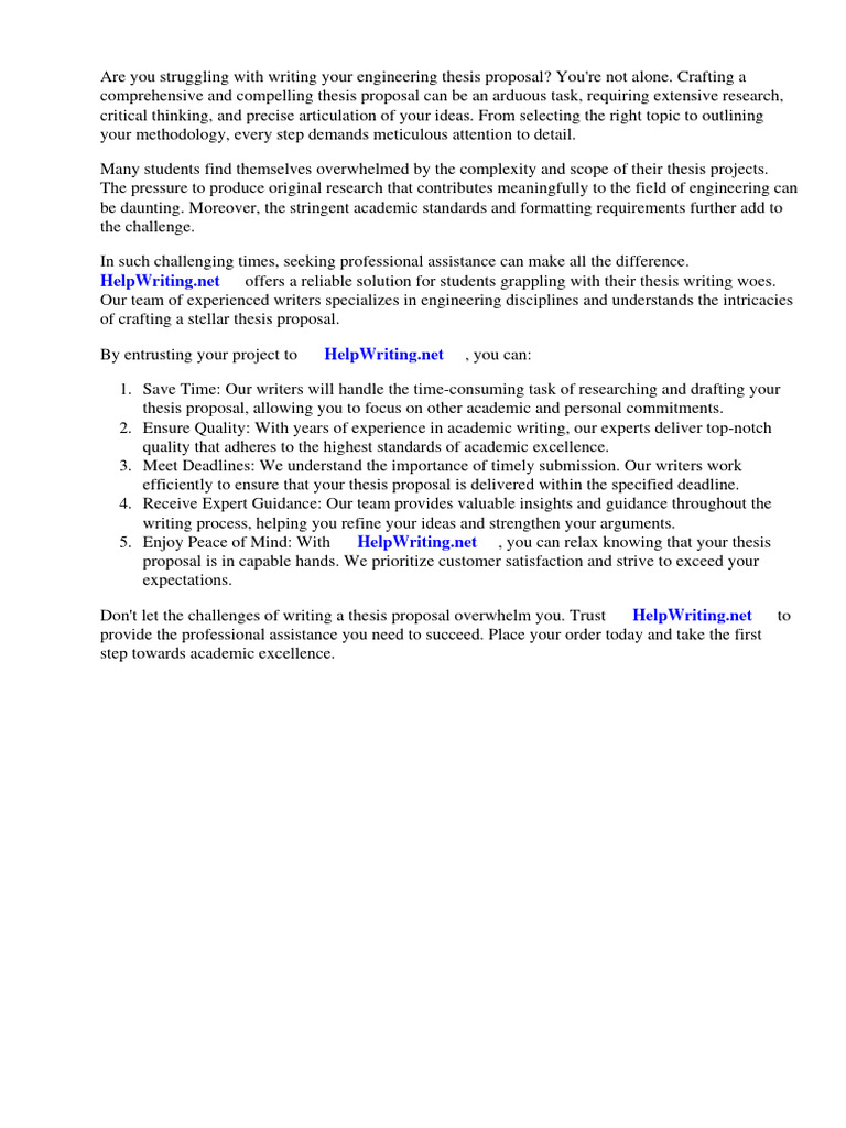 Engineering Thesis Proposal Sample | PDF | Engineering | Thesis