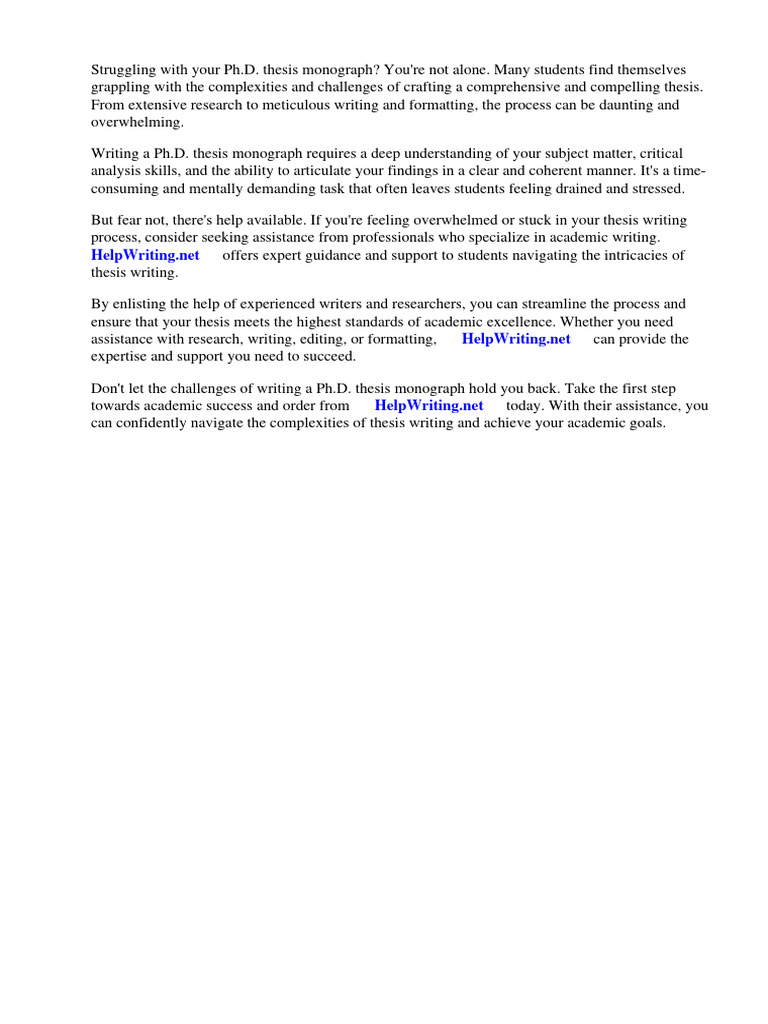 PHD Thesis Monograph | PDF | Thesis | Knowledge PHD Thesis Monograph | PDF | Thesis | Knowledge