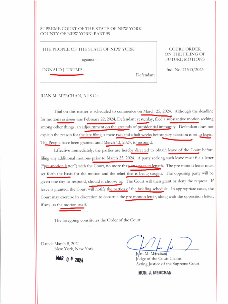 Judge Juan Merchan Angry at Trump Motion Immunity | PDF
