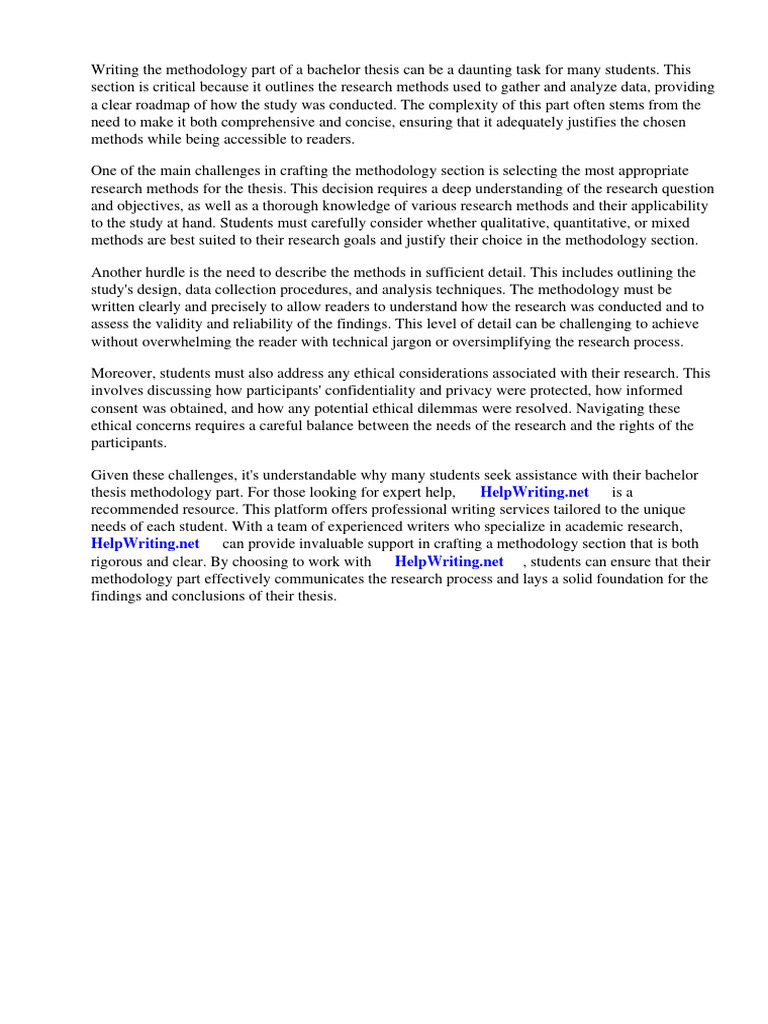 Bachelor Thesis Methodology Part | PDF | Methodology | Thesis