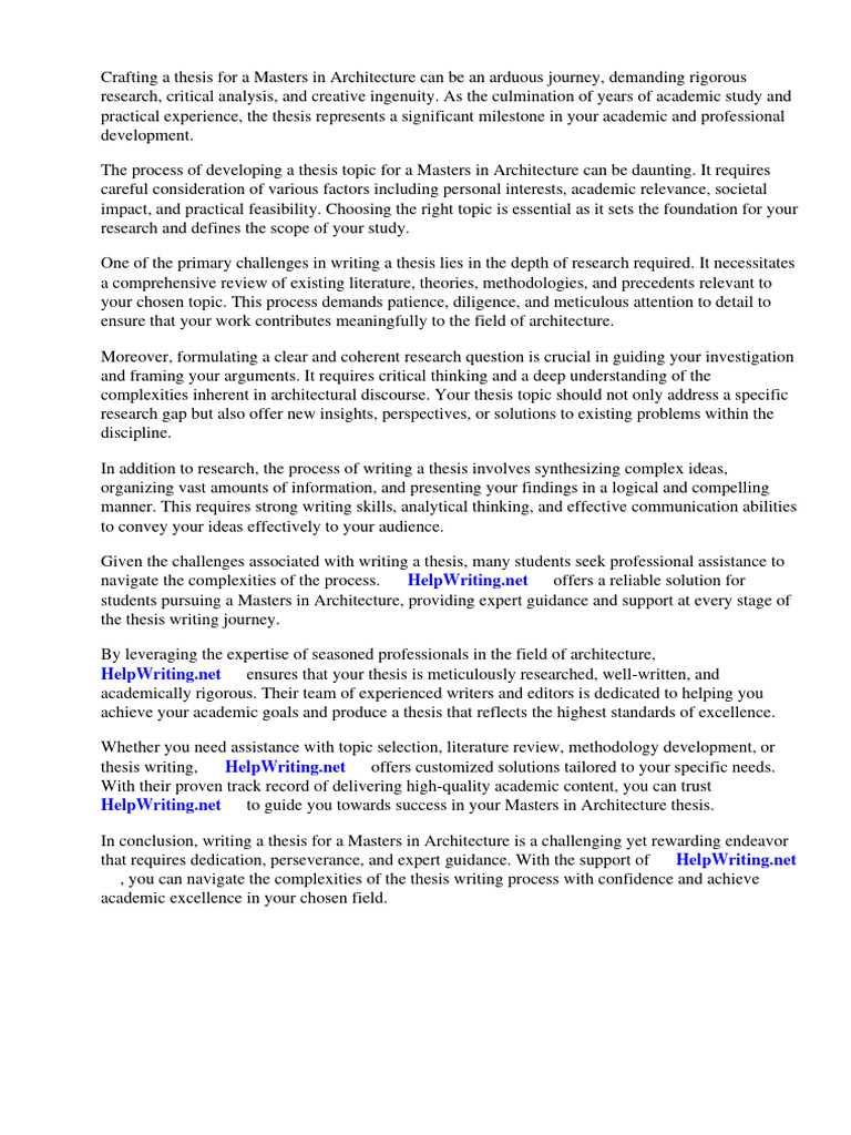 Thesis Topic For Masters in Architecture | PDF | Critical Thinking | Thesis
