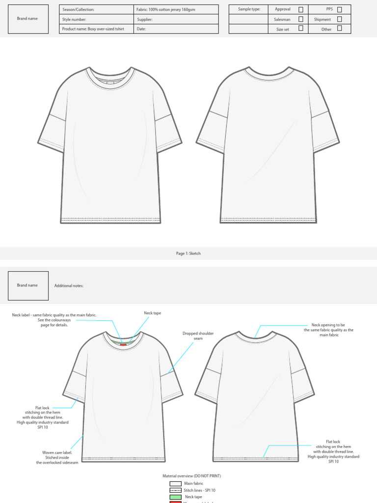 Techpack Camiseta PDF | Download Free PDF | Textiles | Seam (Sewing)