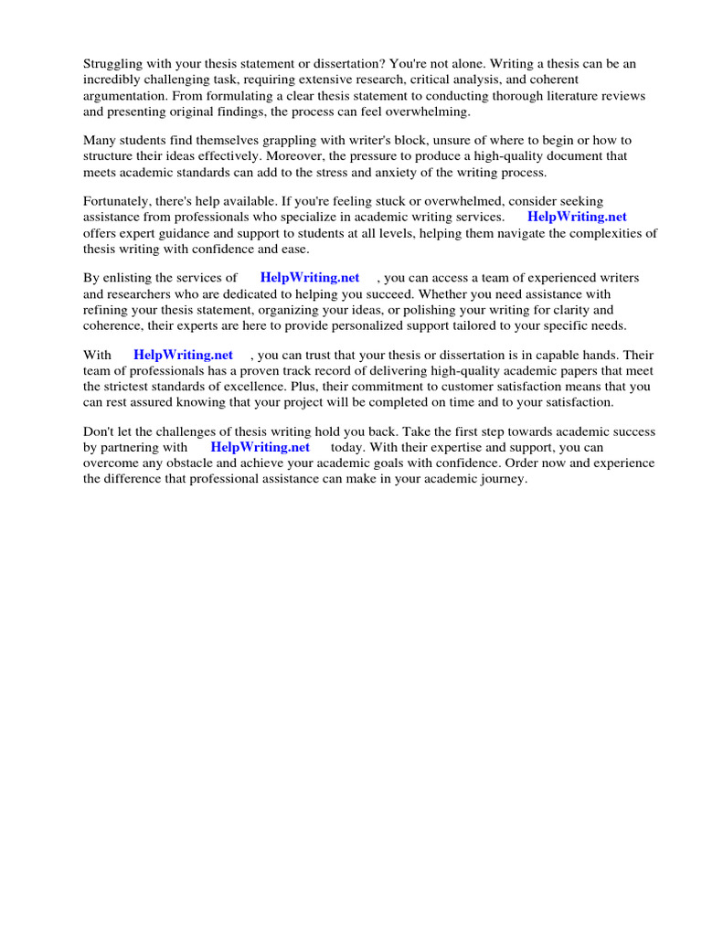 Thesis Statement Dissertation Examples | PDF | Essays | Thesis