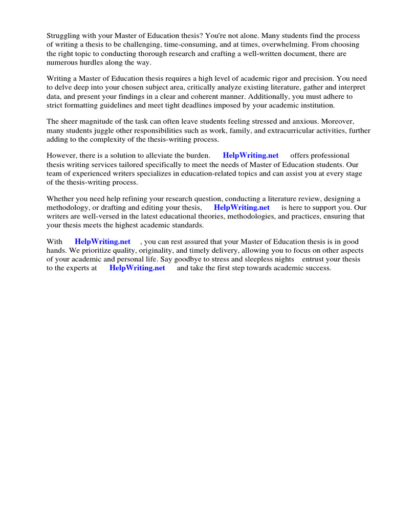 Master of Education Thesis Examples | PDF | Thesis | Methodology
