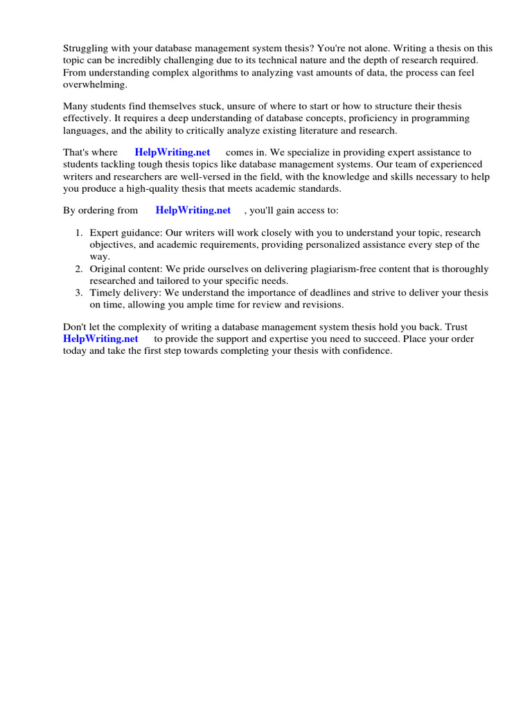 Database Management System Thesis PDF | Download Free PDF | Databases ... Database Management System Thesis PDF | Download Free PDF | Databases ...