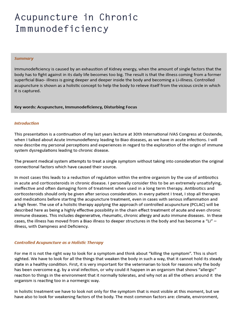 Chronic Immunodeficency Web | PDF | Stress (Biology) | Chronic Condition